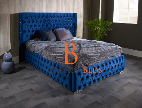 Blue Chesterfield Winged Bed | Imogen Chesterfield | Barron Beds ...