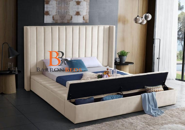 Luxury Velvet Bed Frames | Julianna Winged Bed | Barron Beds – BarronBeds